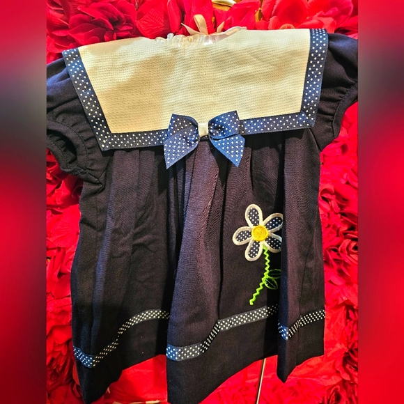 Rare Editions | Dresses | Rare Editions 8 Month Navy Blue Dress With ...